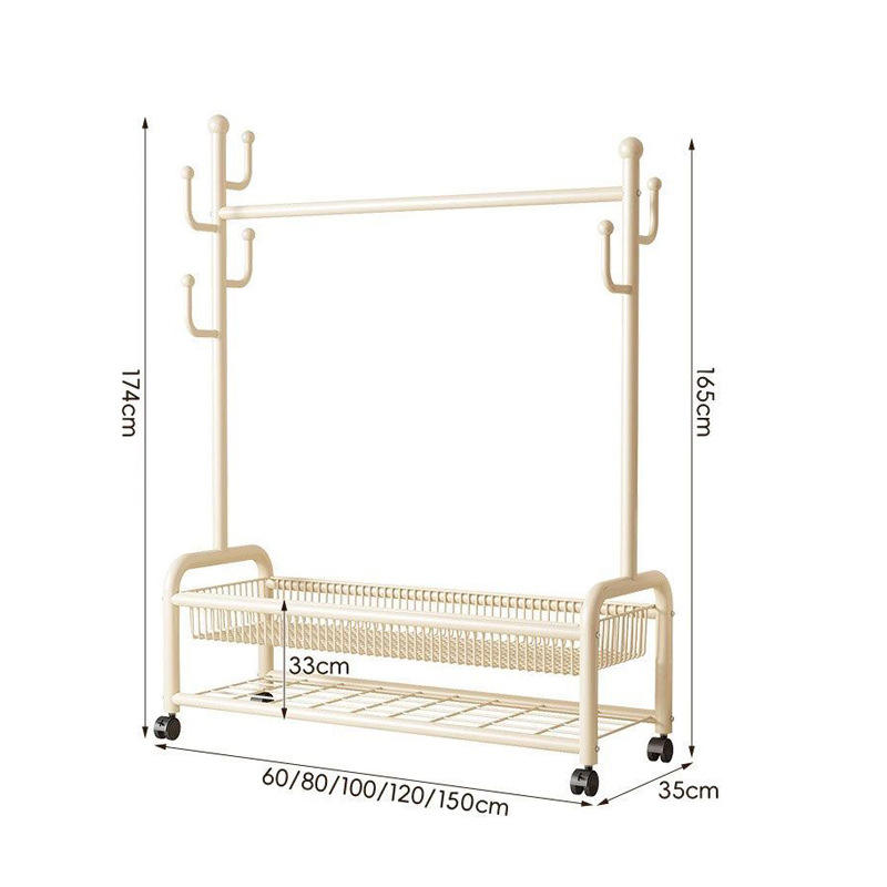 Organization Portable Movable Design Metal Floor-Standing Clothes ...