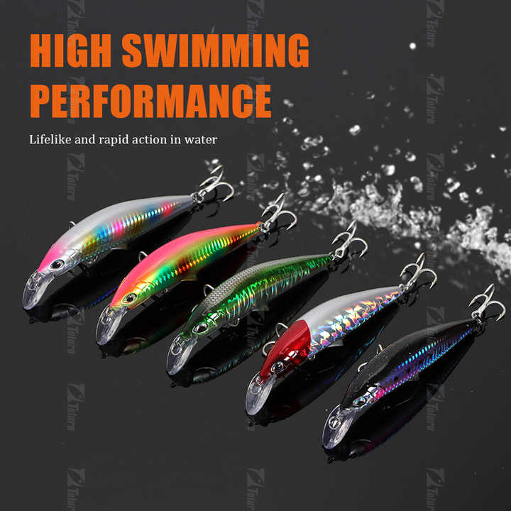 Tolure 30G 45G 3D Eyes Hard Bait Plastic Stream Minnow Fishing Tackle Sinking Large Minnow Lure ...