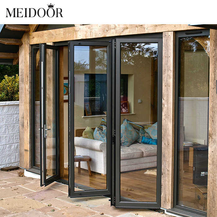 Courtyard Frameless Automatic Folding Sliding Door System Patio Glass ...