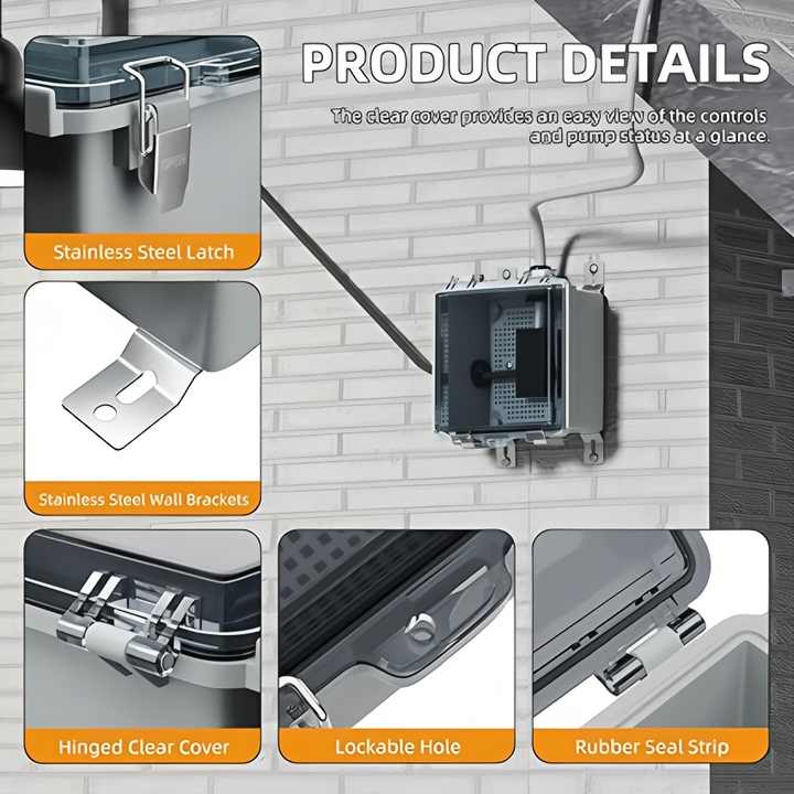 IP67 Rated Outdoor Electrical Box with Clear Cover & Lock ...
