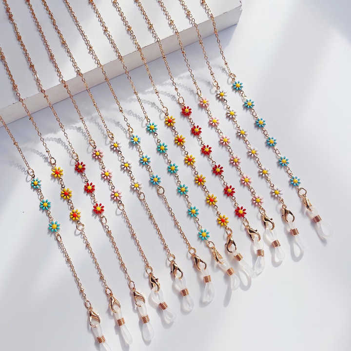 REWIN Fancy Enamel Drip Oil Daisy Flower Women Gold Chains Glasses ...