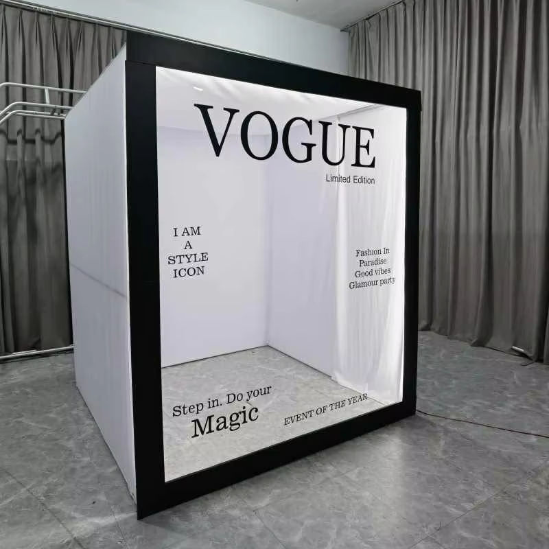 Magazine Photo Booth Box Backdrop with LED Light - Funvisinon
