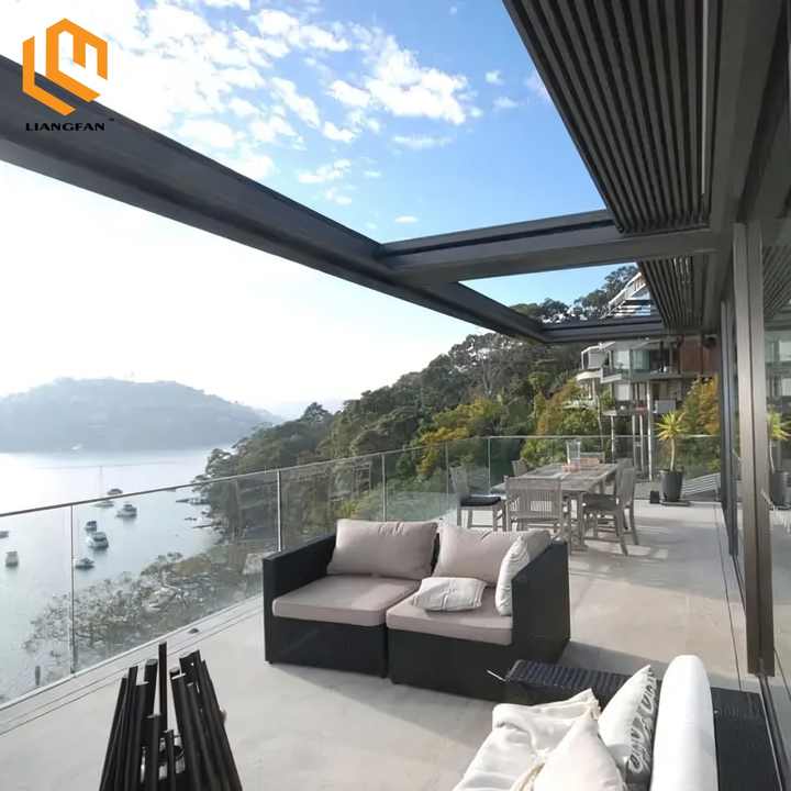 Garden Pavilion Motorized Louver Retractable Outdoor Systems Pergola ...