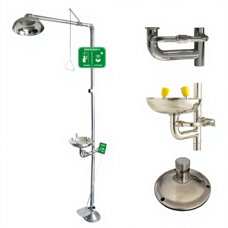 316 Stainless Steel Emergency Shower and Eyewash Eye Wash Safety Shower ...