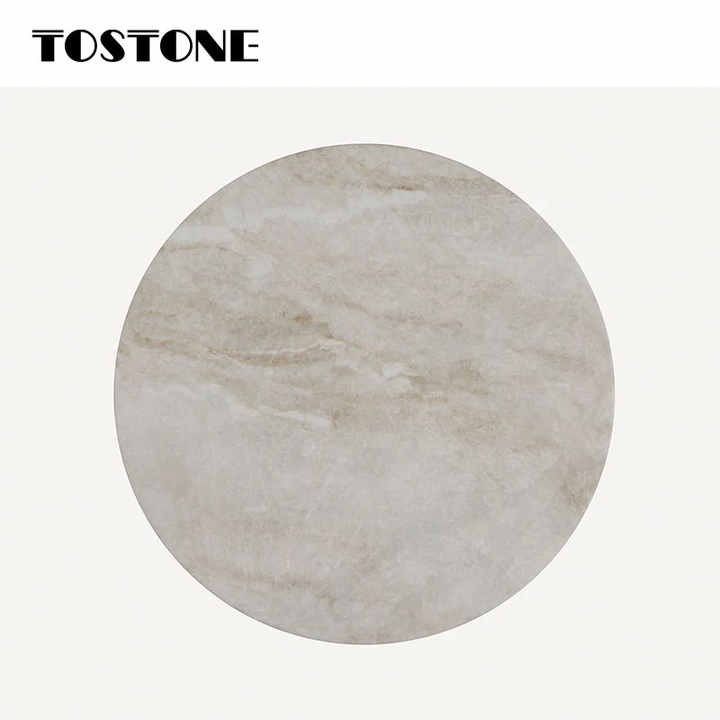 Tostone Modern Natural Taj Mahal Quartzite Round Dining Table With ...