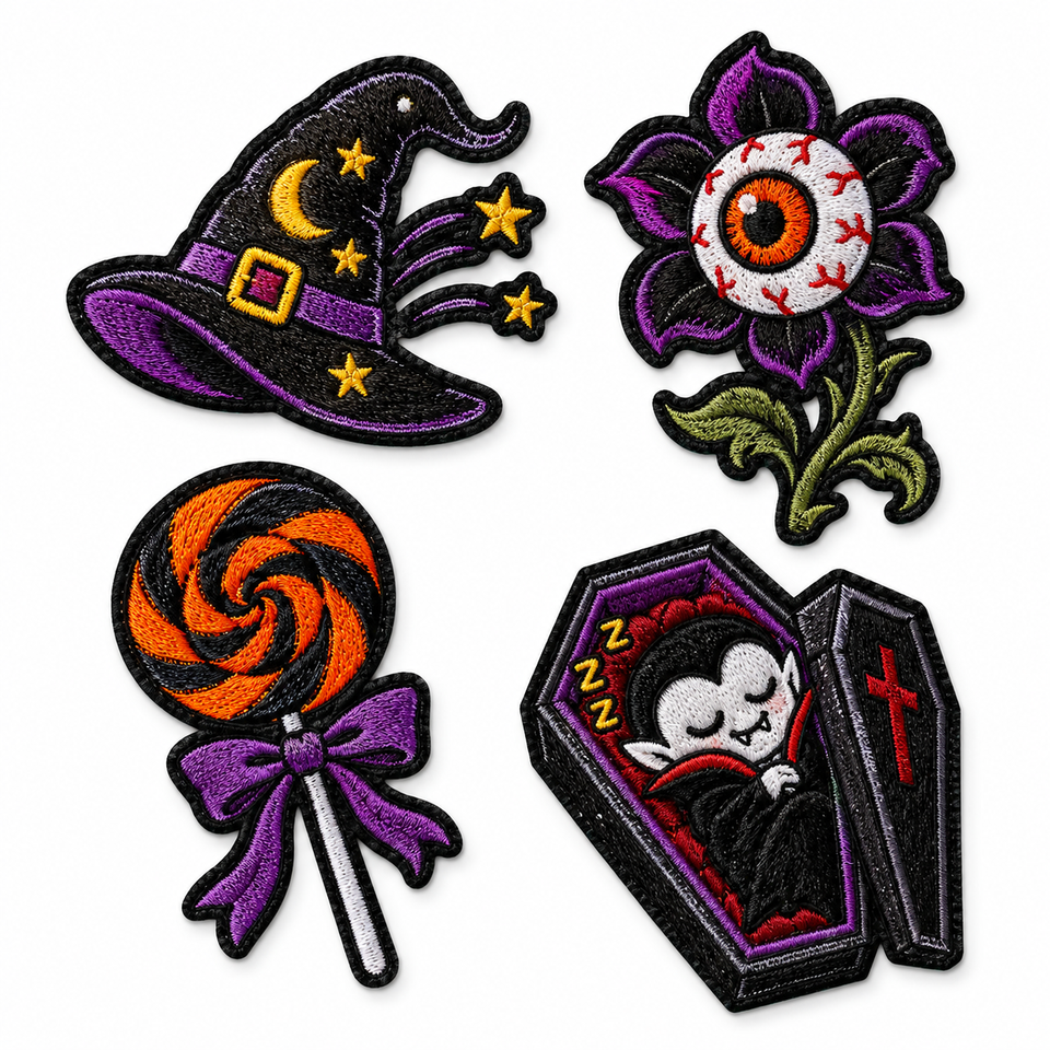 Hot Selling Halloween Custom Design Boo Bat Hat Embroidered Patches ...