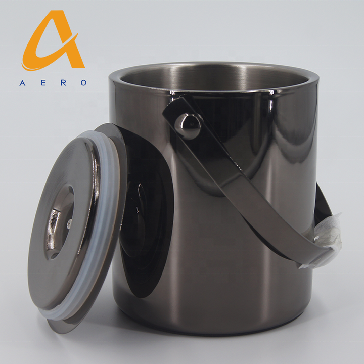 Custom 1L 2L 3L Metal Small Wine Beer Bucket Matte Black Stainless ...