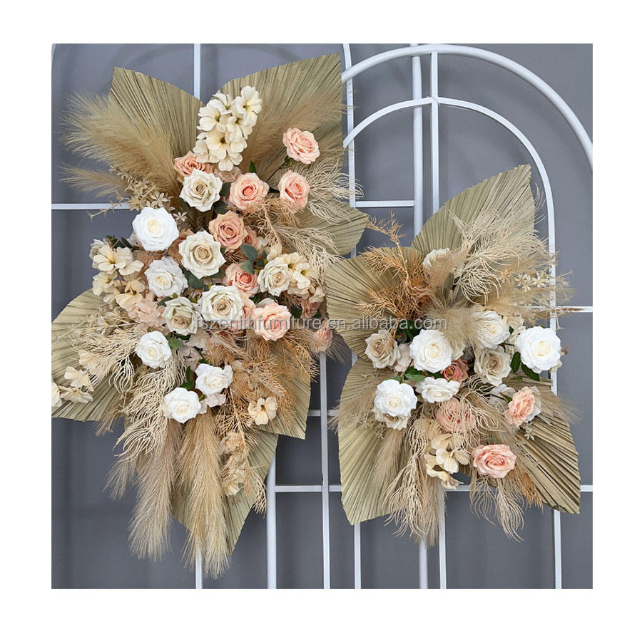 Wedding Backdrop Floral Arrangement Artificial Grass Dried Wedding ...