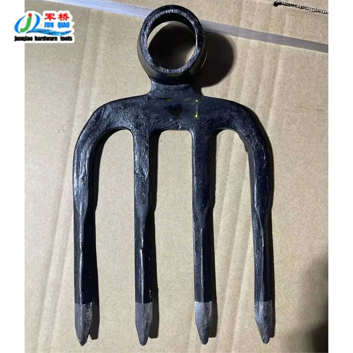 4 Prong Garden Fork Hoe with Wooden Handle - Durable Tools