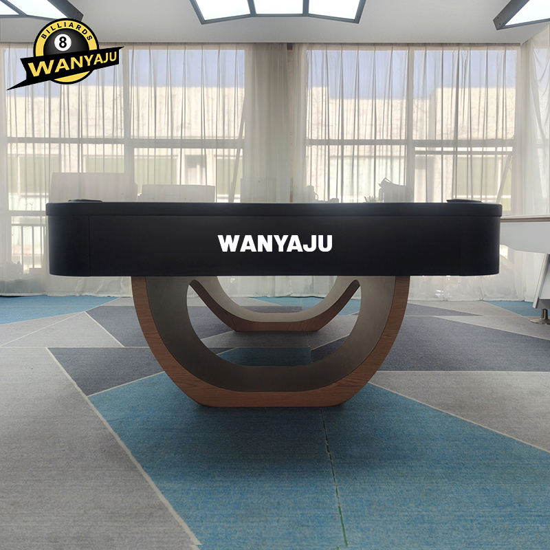 Luxury Geometric Frame American Pool Table Black Finish Modern Pool ...