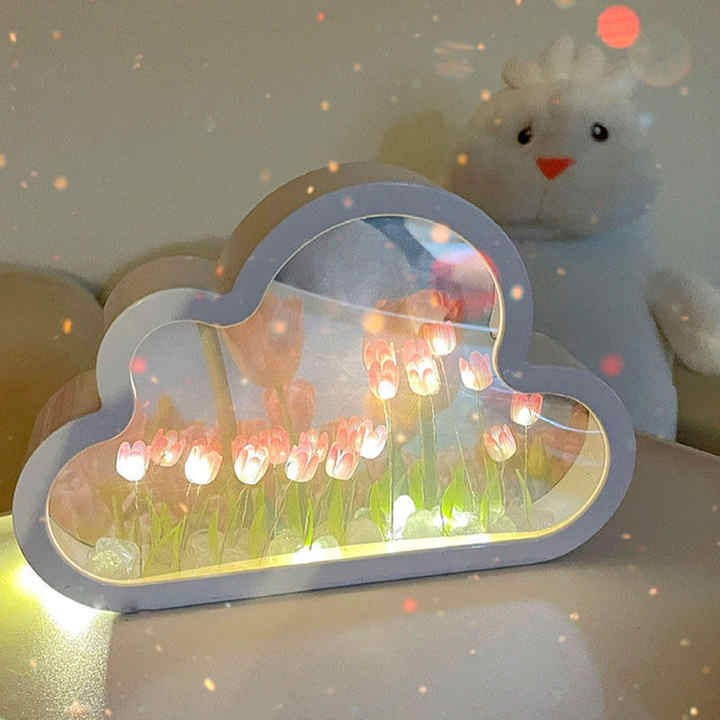 Creative Handmade DIY Tulip Cloud Flower Lamp - LED Night Light