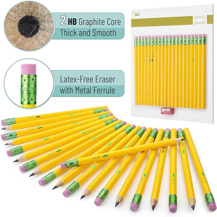 Mr. Pen Jumbo Back to School Supplies 20 Large Pencils with 1 Sharpener ...