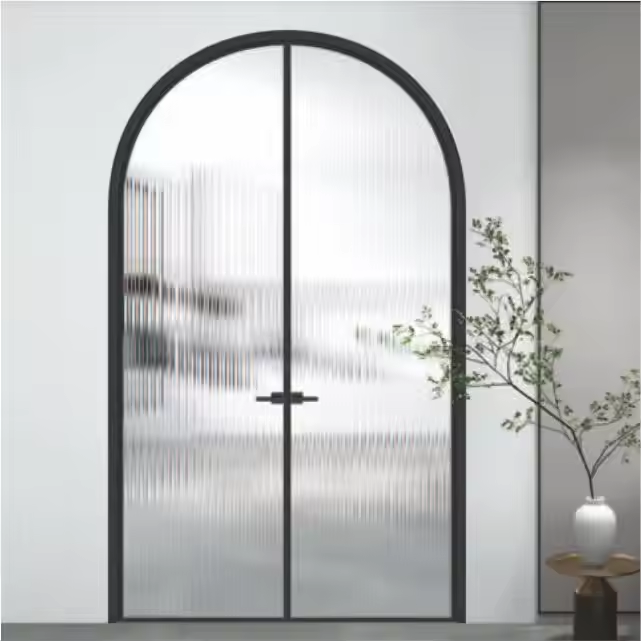 Black Steel Frame European Standard Powder Coating Arched Glass French ...