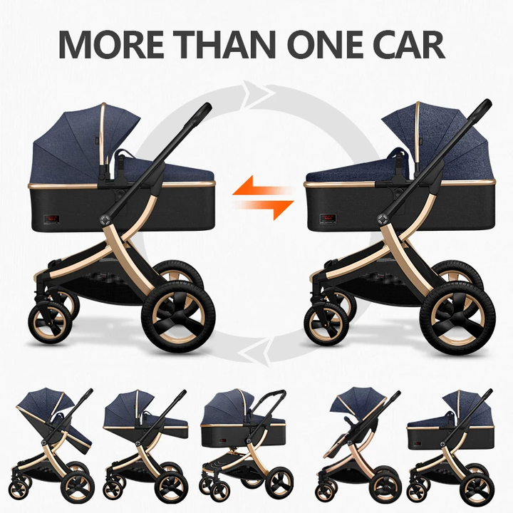 All in One Baby Stroller Luxury Foldable Baby Pram Comfortable Sleeping ...