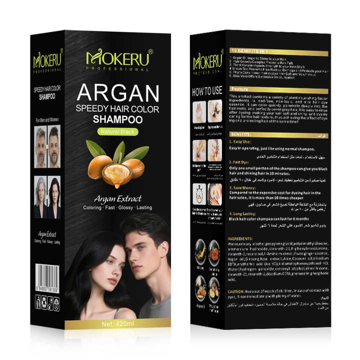 Mokeru 420ml Natural Herbal Hair Color Shampoo Ammonia Free Argan Oil ...