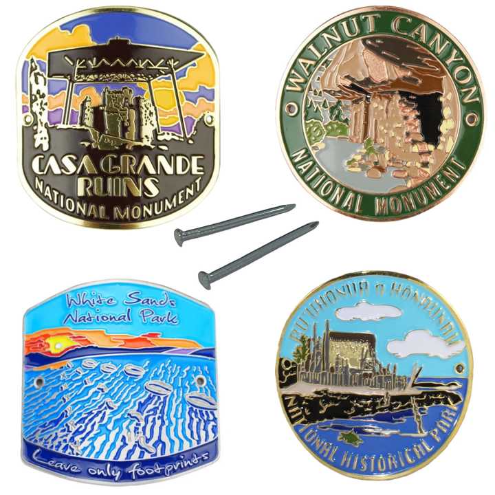 Hiker Collecting Walking Stick Medallions High Quality Custom Metal ...