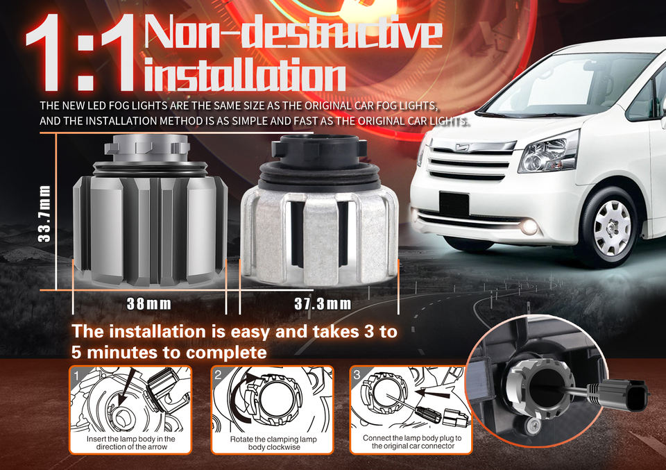 FG1 L1B 3000K 6500K 4800LM Car Bulbs Car LED Fog Light Bulb LW5B ...