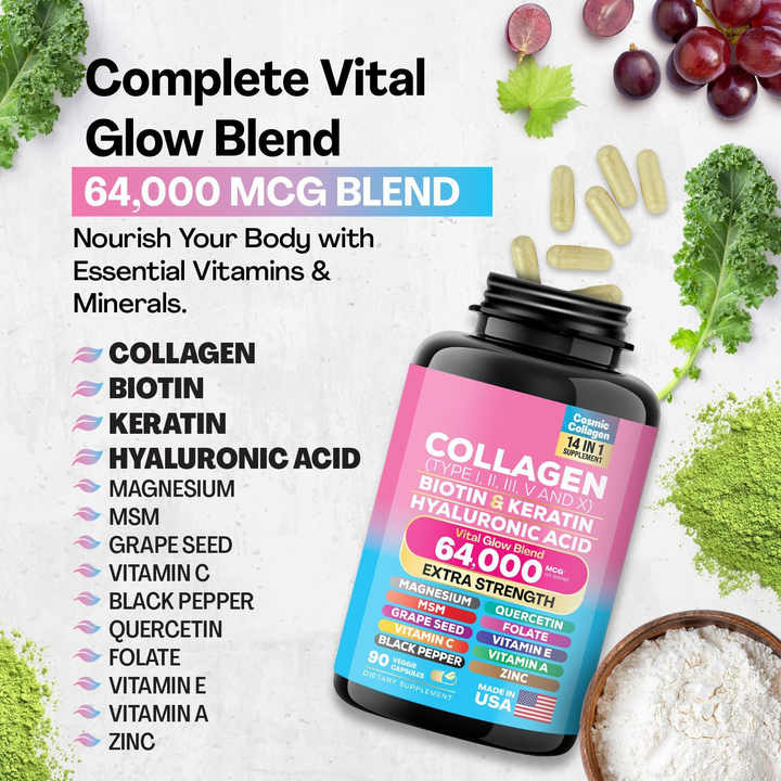 Collagen Capsules - Vital Glow Blend with Biotin & Keratin