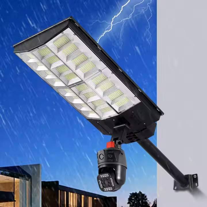 Dual Lens Solar Street Lamp LED Light PTZ Camera WiFI 4G LTE CCTV ...