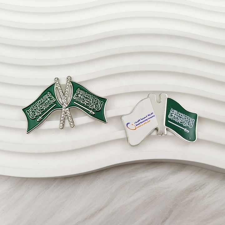 Custom Diamond Magnetic Saudi Arabia KSA Flag Pin Rhinestone National ...