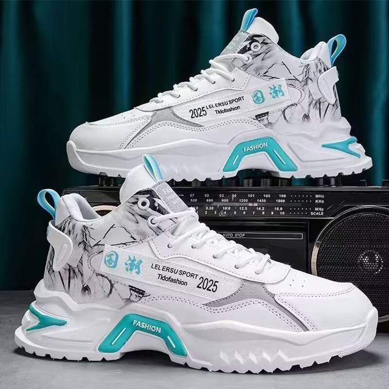 Autumn Men's Height Increasing Lace-up High-Top Dad Running Shoes ...