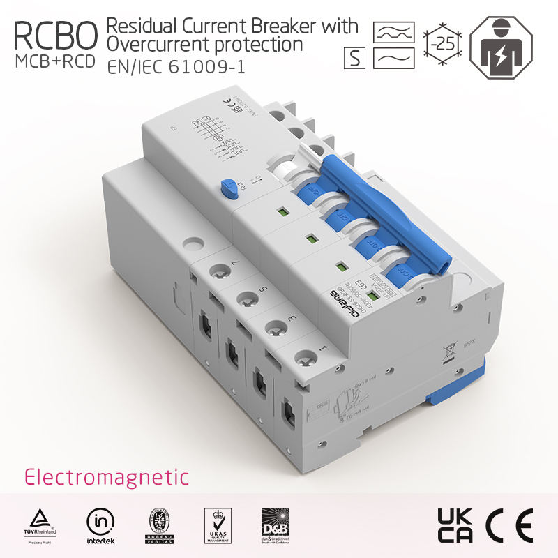 4P RCBO MCB+RCD Residual Current Circuit Breaker with Overcurrent ...