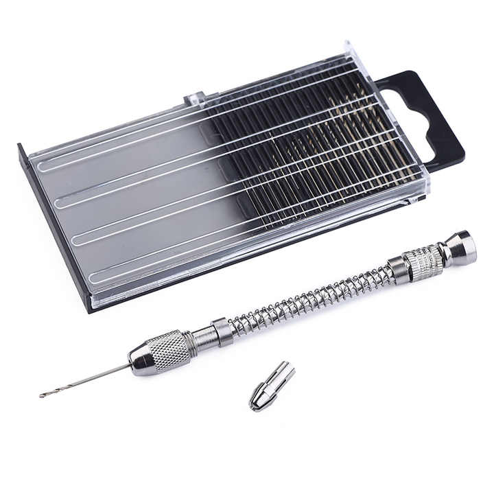 22PC Semi-automatic Hand Manual Twist Drill Set Mini Drill Chuck ...
