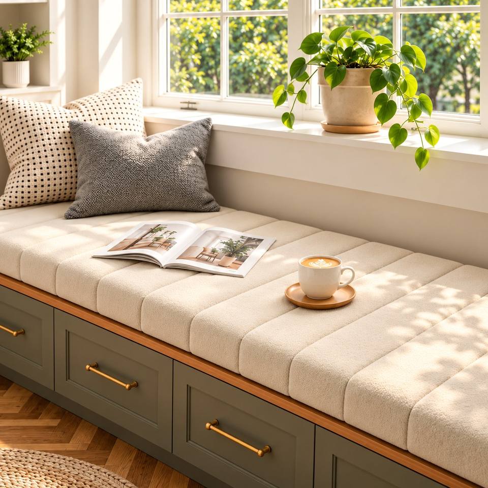 Premium Window Seat Cushion Soft Supportive Foam Padded Bench Mat for ...