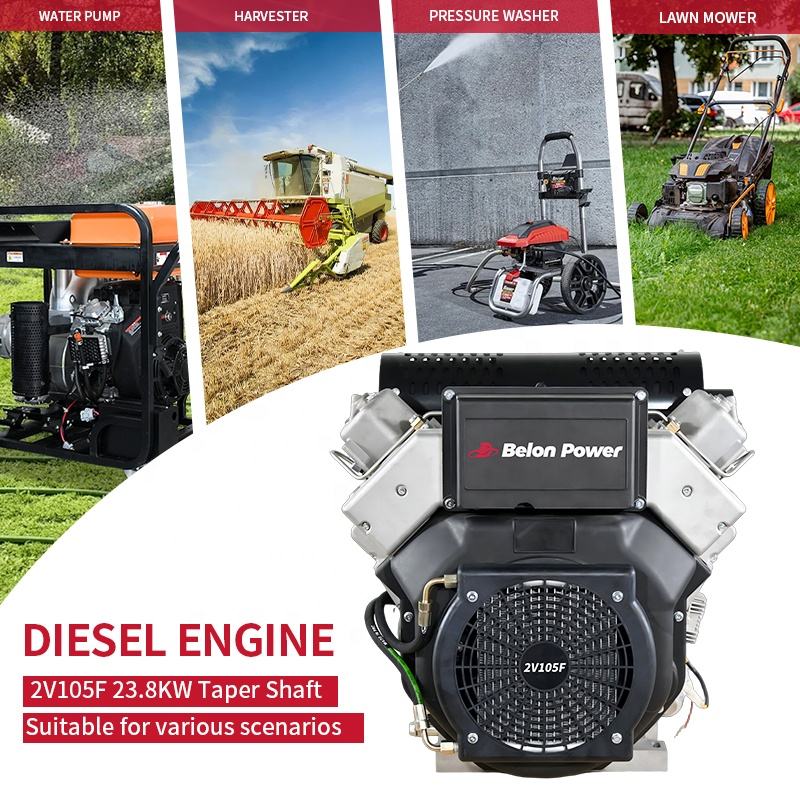 Electric Start 33HP V-Twin Diesel Engine - 4-Stroke Air-Cooled 2 ...