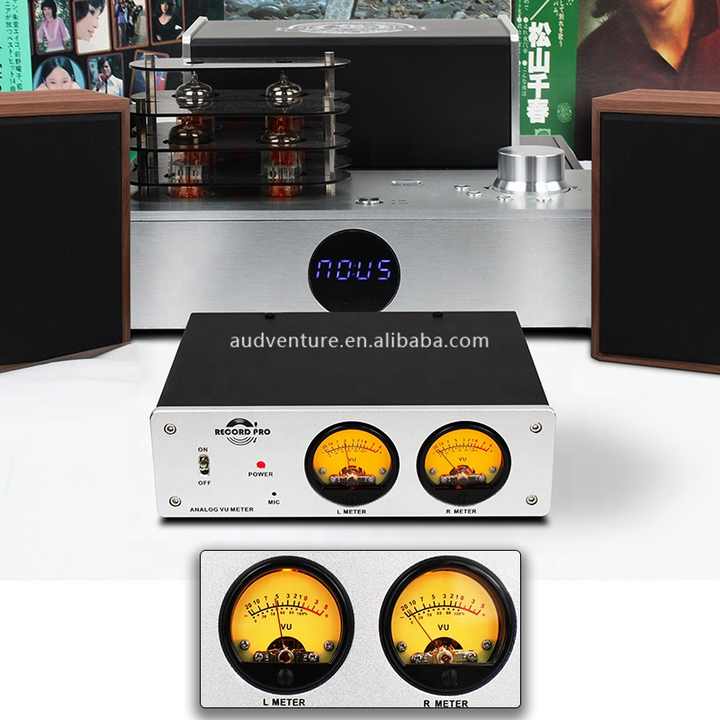 Analog VU Meter Panel - Sound Level Indicator for Amplifiers