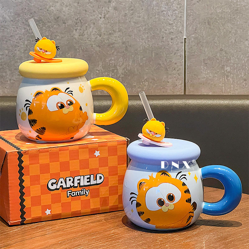 Taza de Cerámica Pintada a Mano con Diseño de Gato Garfield, 500 ml ...