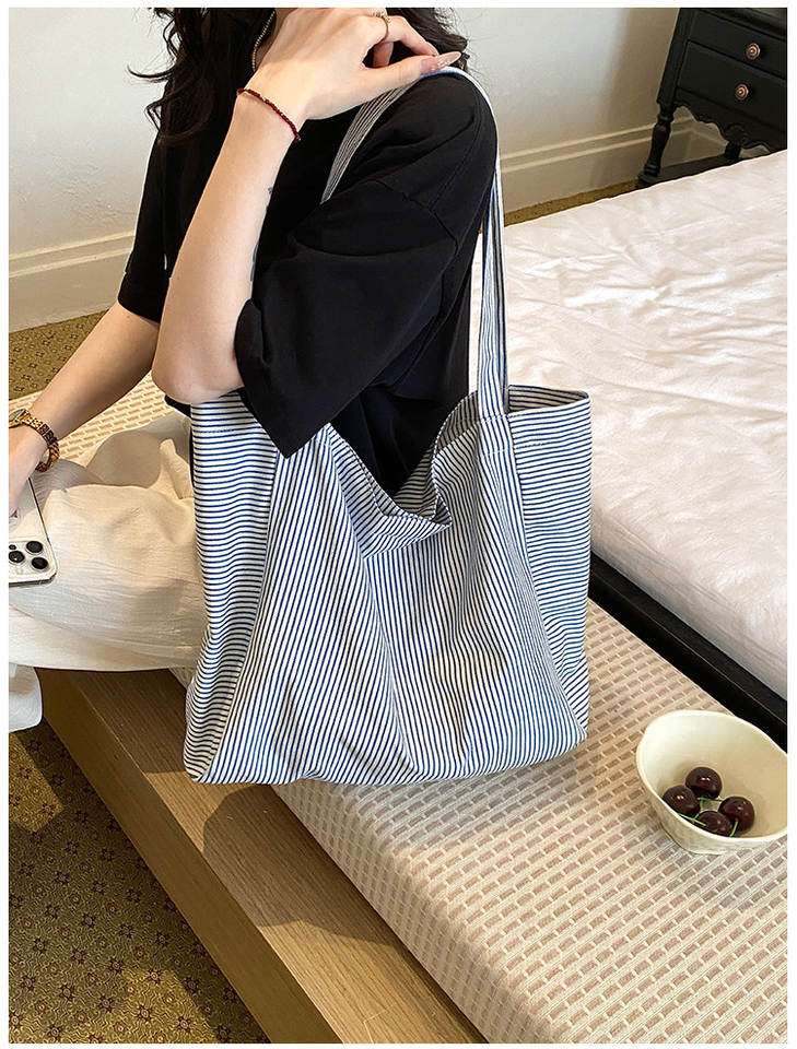 Korean Minimalist Vertical Stripe Travel Shoulder Bag Foldable ...