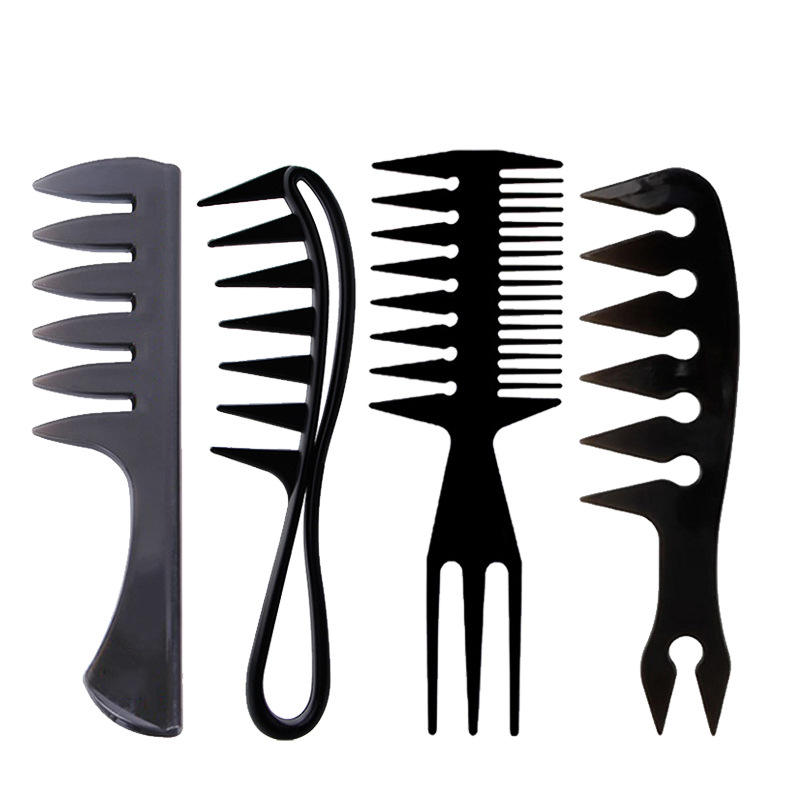 4-piece Retro-style Comb Set Men Slicked-back Hair Comb Palm Wide Tooth ...
