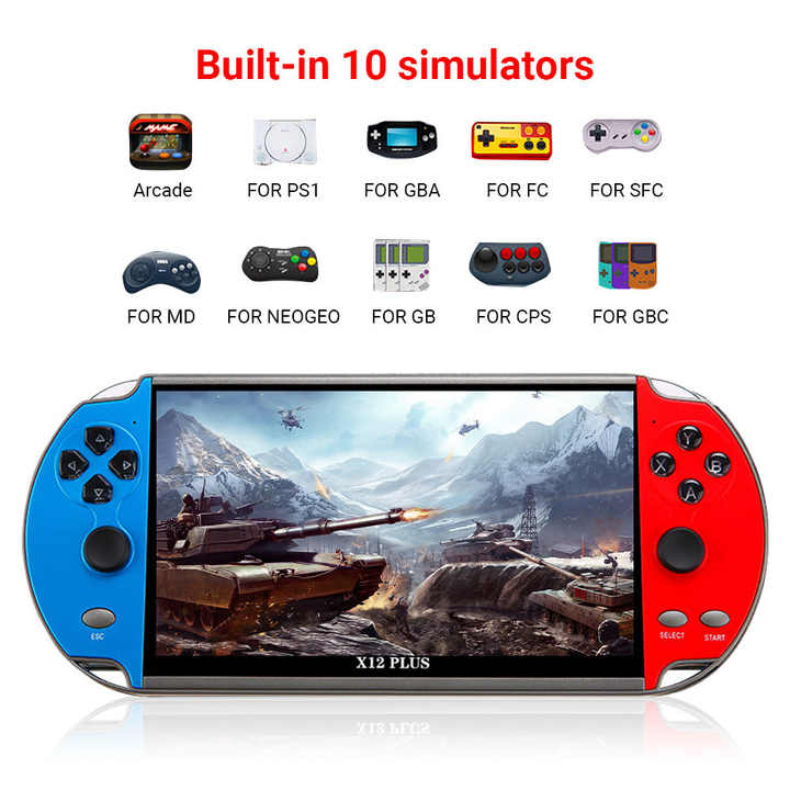 X12 PLUS Handheld Game Console - 7 Inch HD Screen Retro Gaming