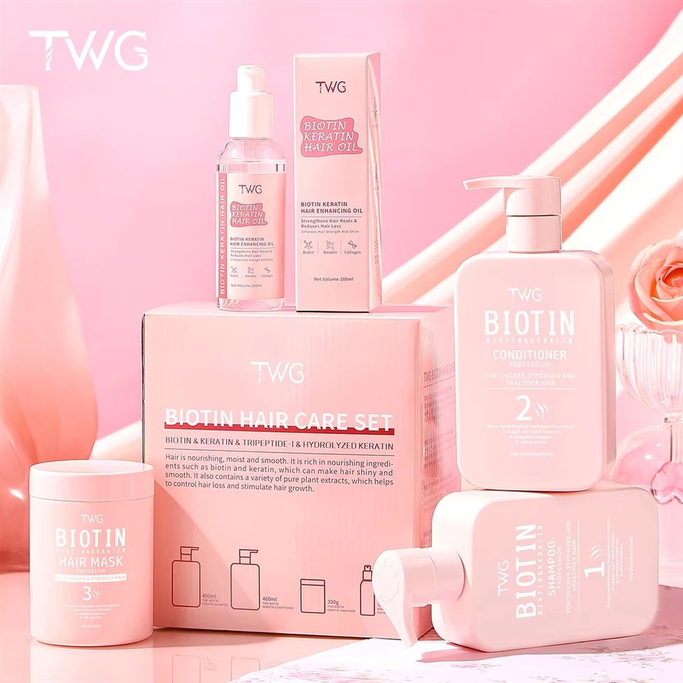TWG RTS Biotin Keratin Shampoo and Conditioner Hair Oil Hair Mask Pink ...