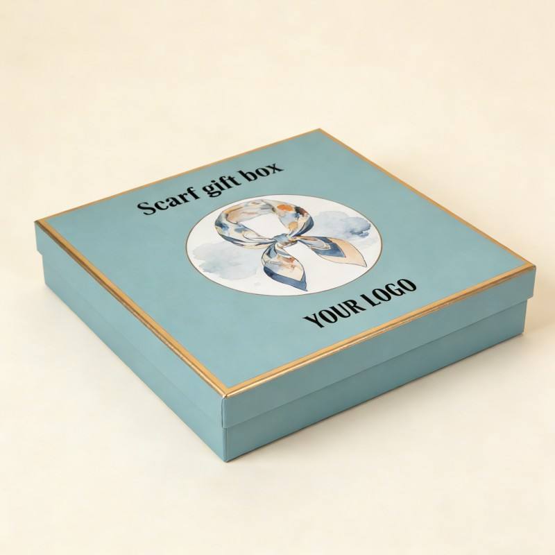 Custom Logo Rigid Scarf Gift Box 2 Pieces Set Removable Cover Base ...