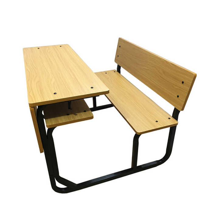 Wood Double School Desk with Bench - Primary School Furniture