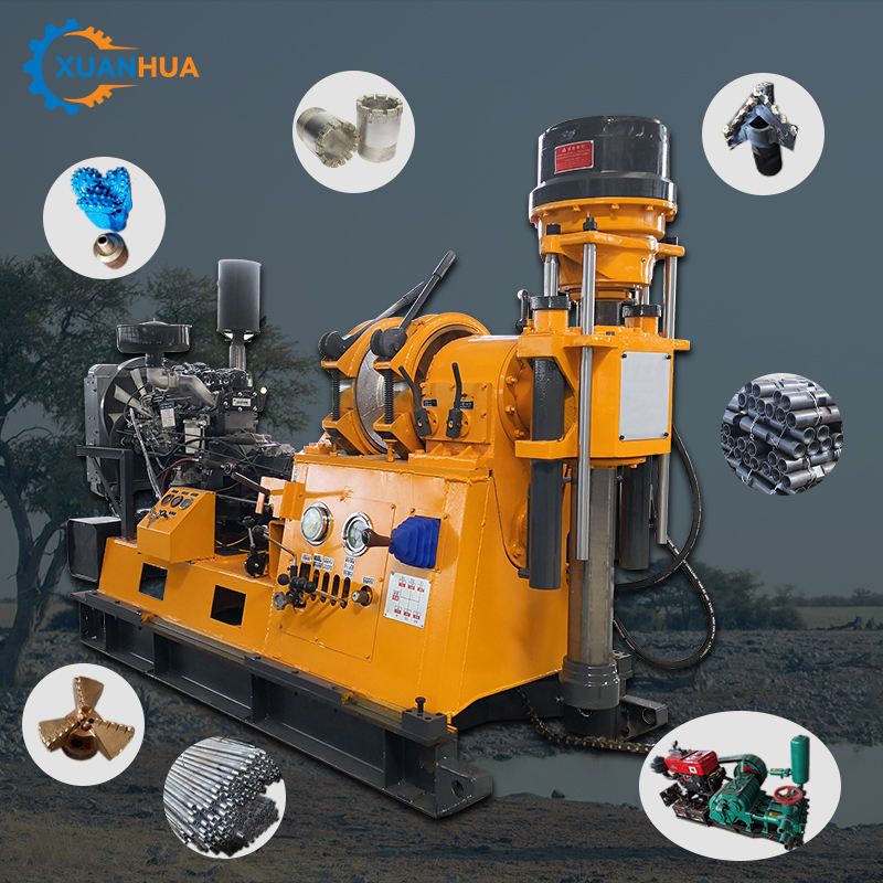 Xuanhua Core Diesel-Powered Engine Borehole Drilling Rig Machine Pump ...