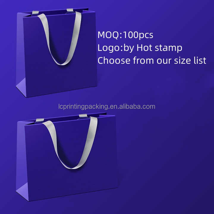 Custom gold foil logo luxury texture paper gift shopping bag double ...
