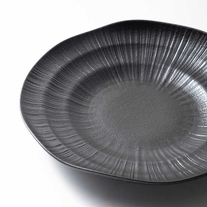 Luxury Dinnerware Supplier Large 12'' Stone Black Ceramic Irregular ...