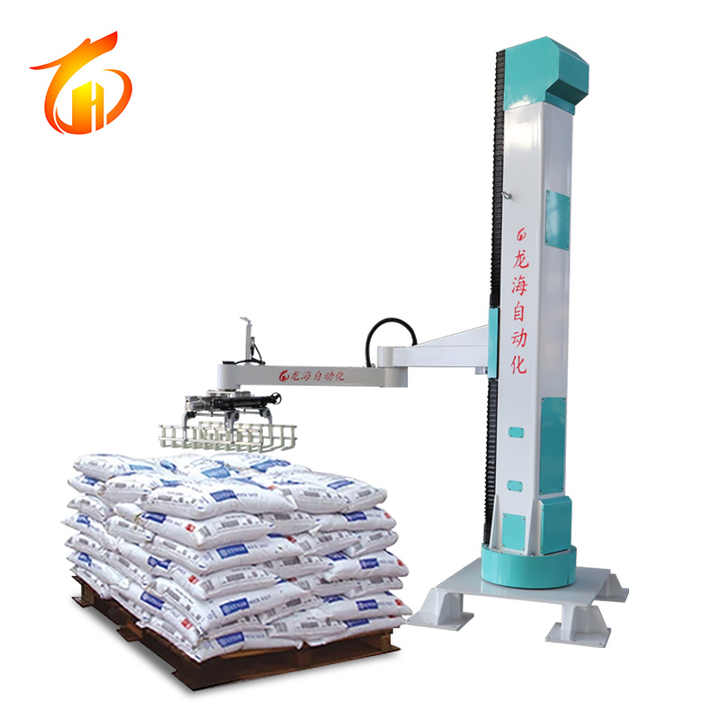120kg Bags Stacker Packaging Conveyor Packer Carton Palletizing Column Robot Palletizer PLC ...
