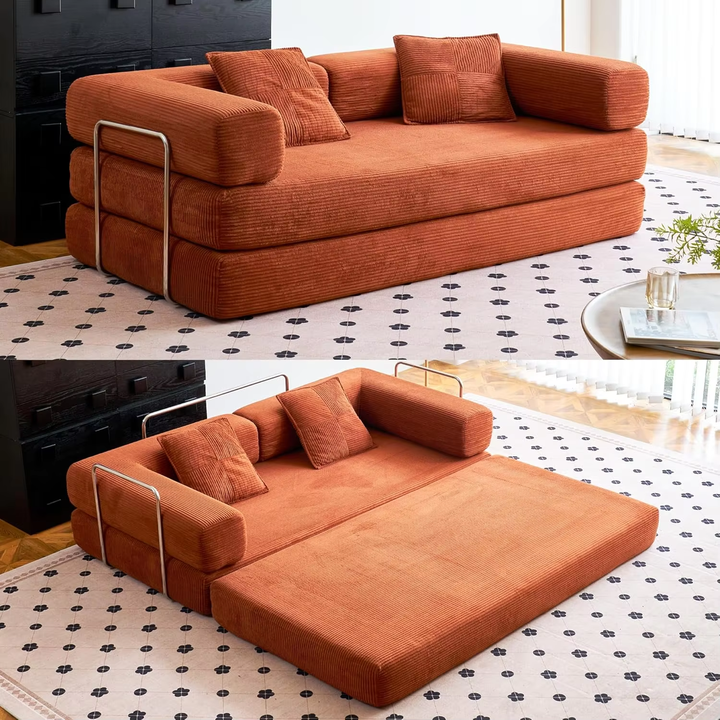 Vacuum Compression Sofa - Modern Vintage Style Maillard Fabric Sofa Bed ...