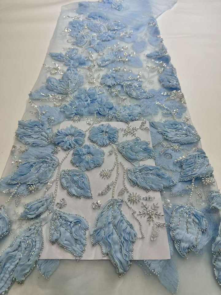 African Lace Embroidery French Tulle Beaded Eco-Friendly Sequins Fabric ...