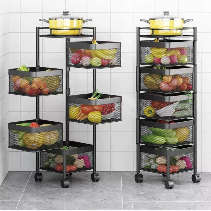 Kitchen Storage Rotatable Shelf 3/4/5 Layers Vegetable or Fruit Storage ...