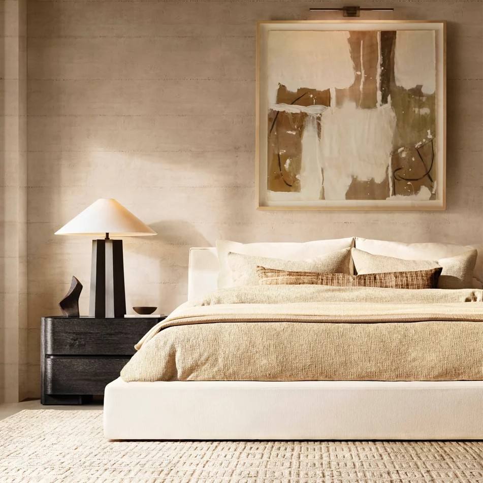 Cloud Slipcovered Panel Bed Minimalist French Style Upholstered Bed ...
