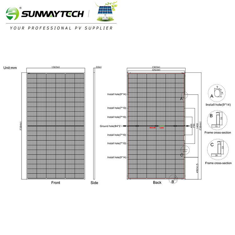 SUNWAY N Type TOPcon Bifacial Module 132 Cells 730W 735W 740W 745W 750W ...