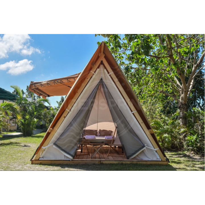 3.5m*4.2m Wooden Triangle Prefab House luxury glamping tents for ...
