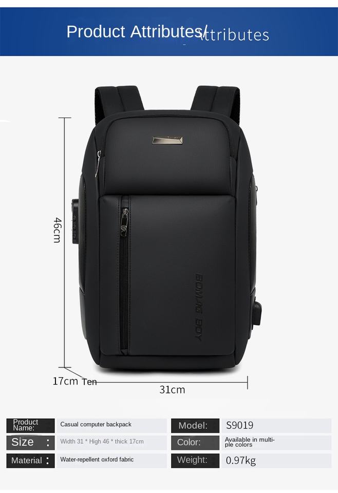 Custom logo Men's Simple Business Travel Laptop Backpack with USB ...