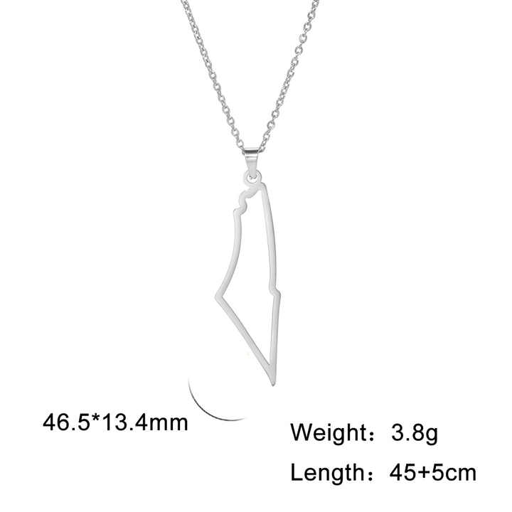 Stainless Steel Palestine Map Chain Necklaces 18K Gold Plated