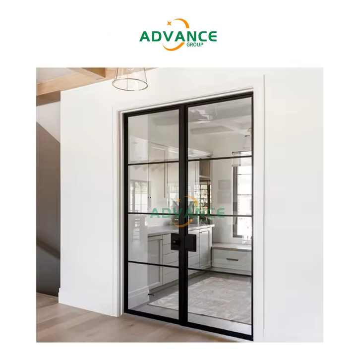 American External Front Entry Wrought Iron Glass Door French Double ...
